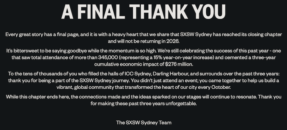 iTWire - CANCELLED: After three years of SXSW Sydney, the show sadly ...