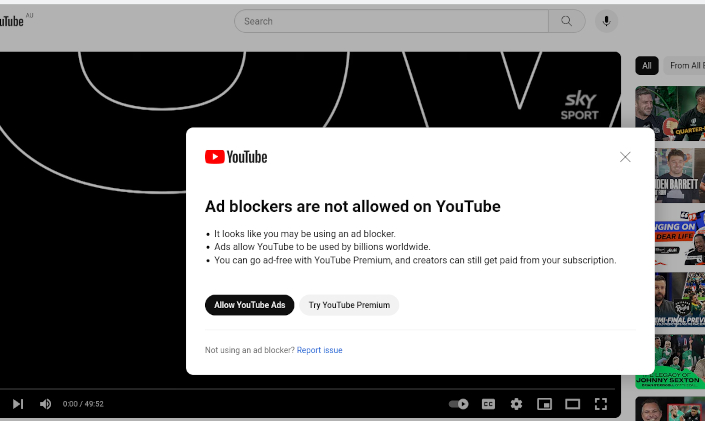 iTWire - Cash grab? Google warns on YouTube use if ad blockers are present
